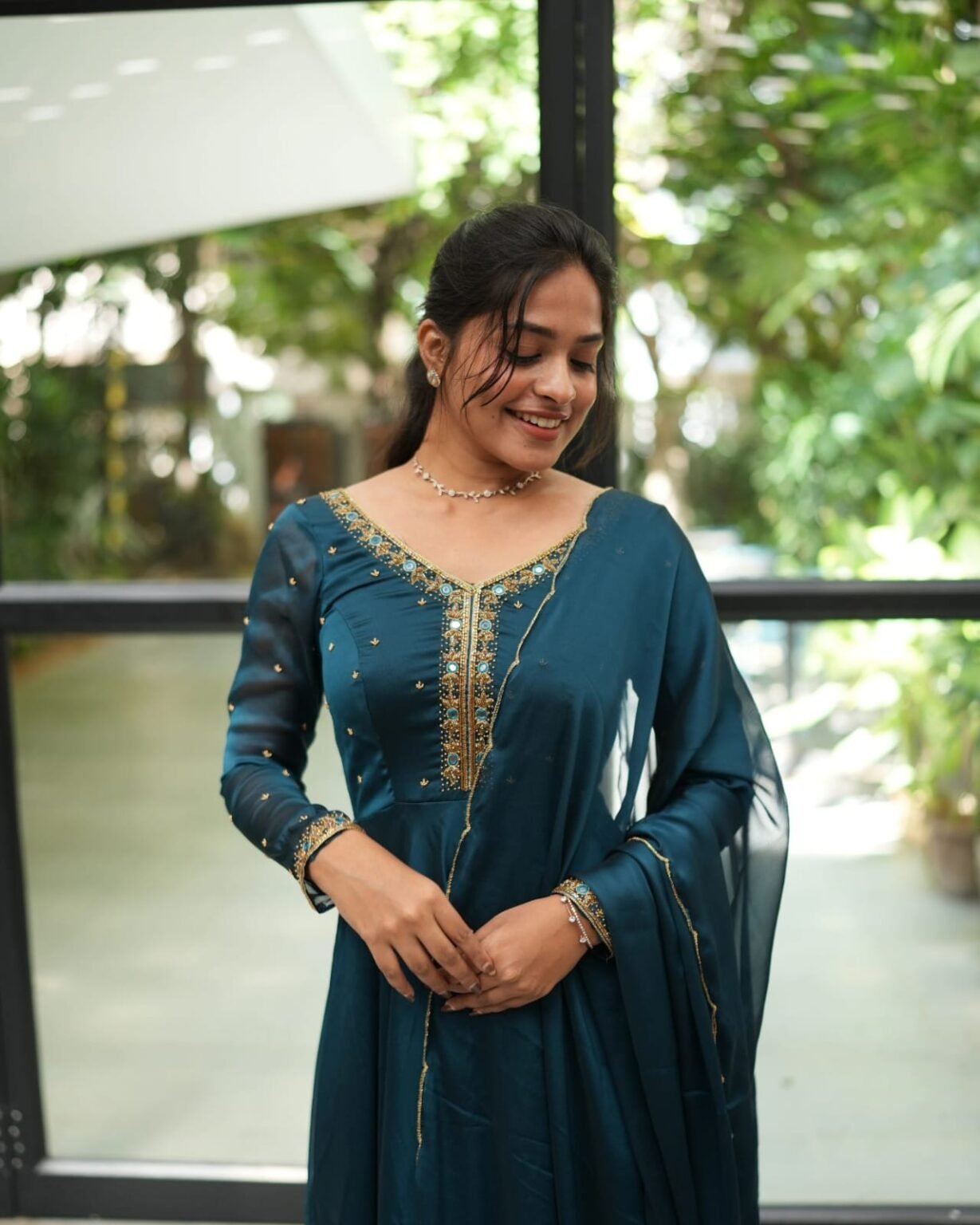 Silk georget with Hand Zardoshi Embroidery Gown - Apple Fab